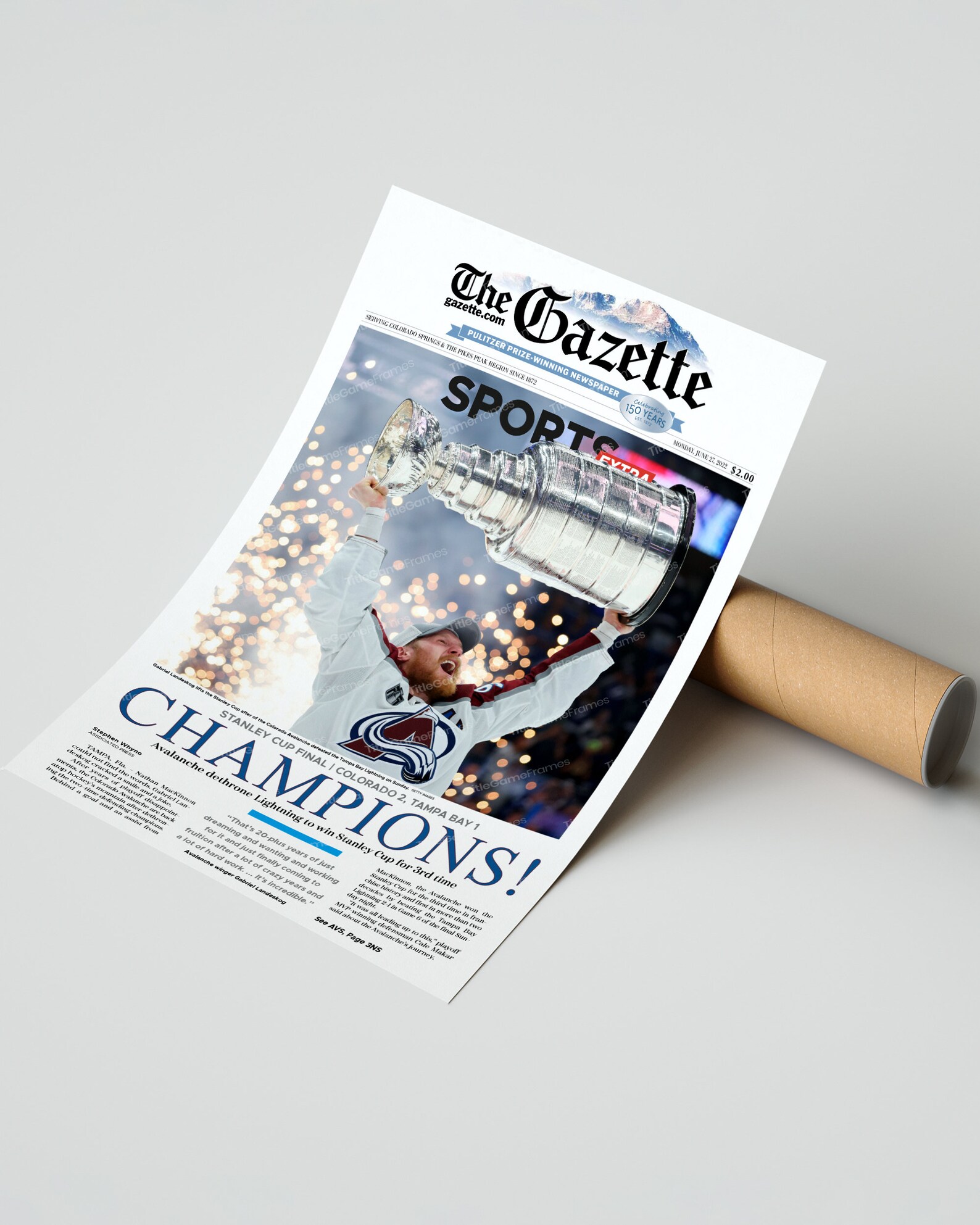 2022 Colorado Avalanche Stanley Cup 'champions' Framed Front Page ...