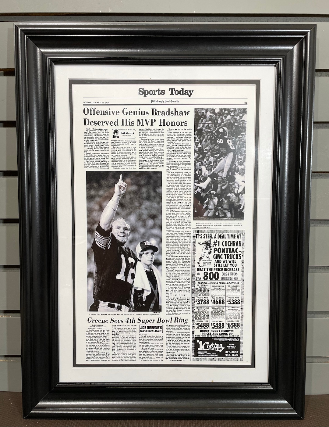 1979 Pittsburgh Steelers Super Bowl XIII Champions Framed Front Page ...