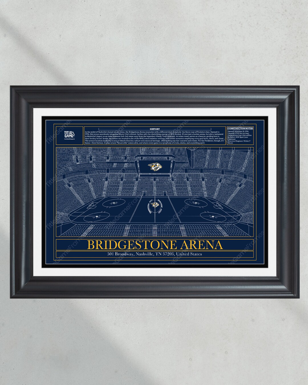 Nashville Predators Bridgestone Arena Hockey Stadium Blueprint - Etsy