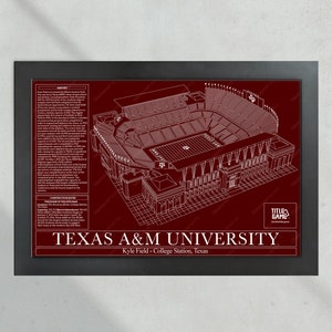 Texas A&M University Aggies Kyle Field Football Stadium Blueprint - Etsy