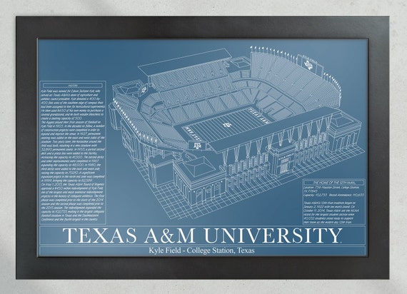 Texas A&M University Aggies Kyle Field Football Blueprint - Etsy