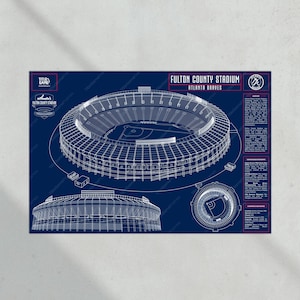 Atlanta Braves Fulton County Stadium Ballpark Blueprint Baseball Wall ...