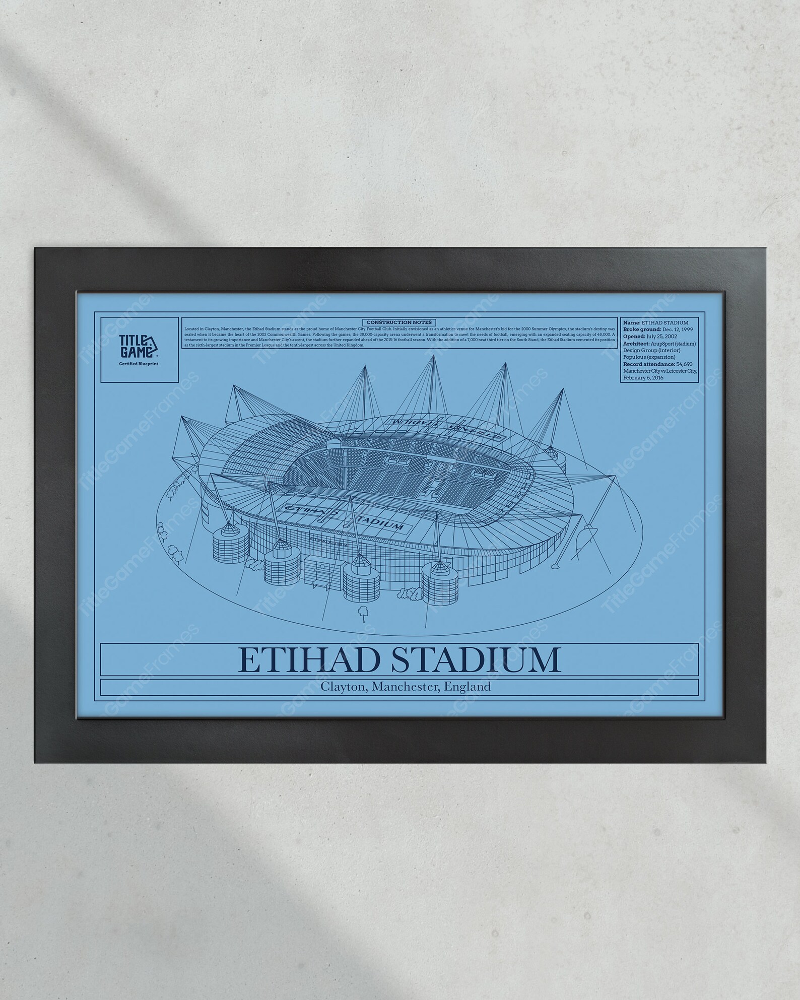 Manchester City FC Etihad Stadium Soccer Stadium Blueprint - Etsy