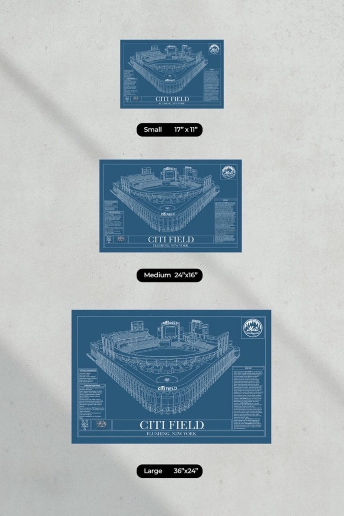 New York Mets Citi Field Stadium Ballpark Blueprint Baseball - Etsy