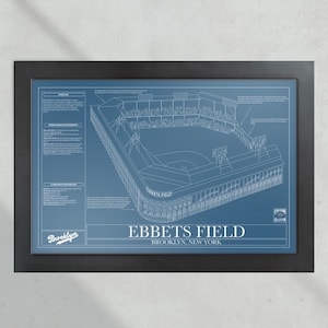 Brooklyn Dodgers Ebbets Field Stadium Ballpark Blueprint Baseball Wall ...