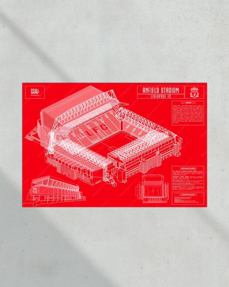 Liverpool FC Anfield Football Stadium Soccer Blueprint - Etsy