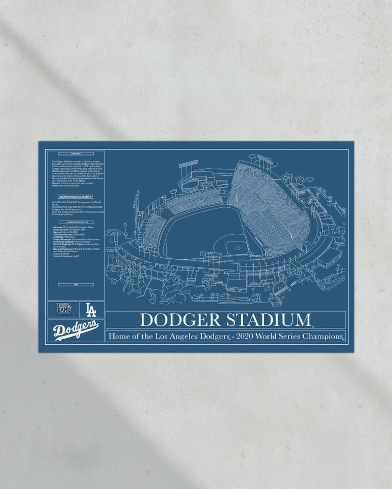 Dodger Stadium Los Angeles Dodgers Stadium Ballpark Blueprint - Etsy