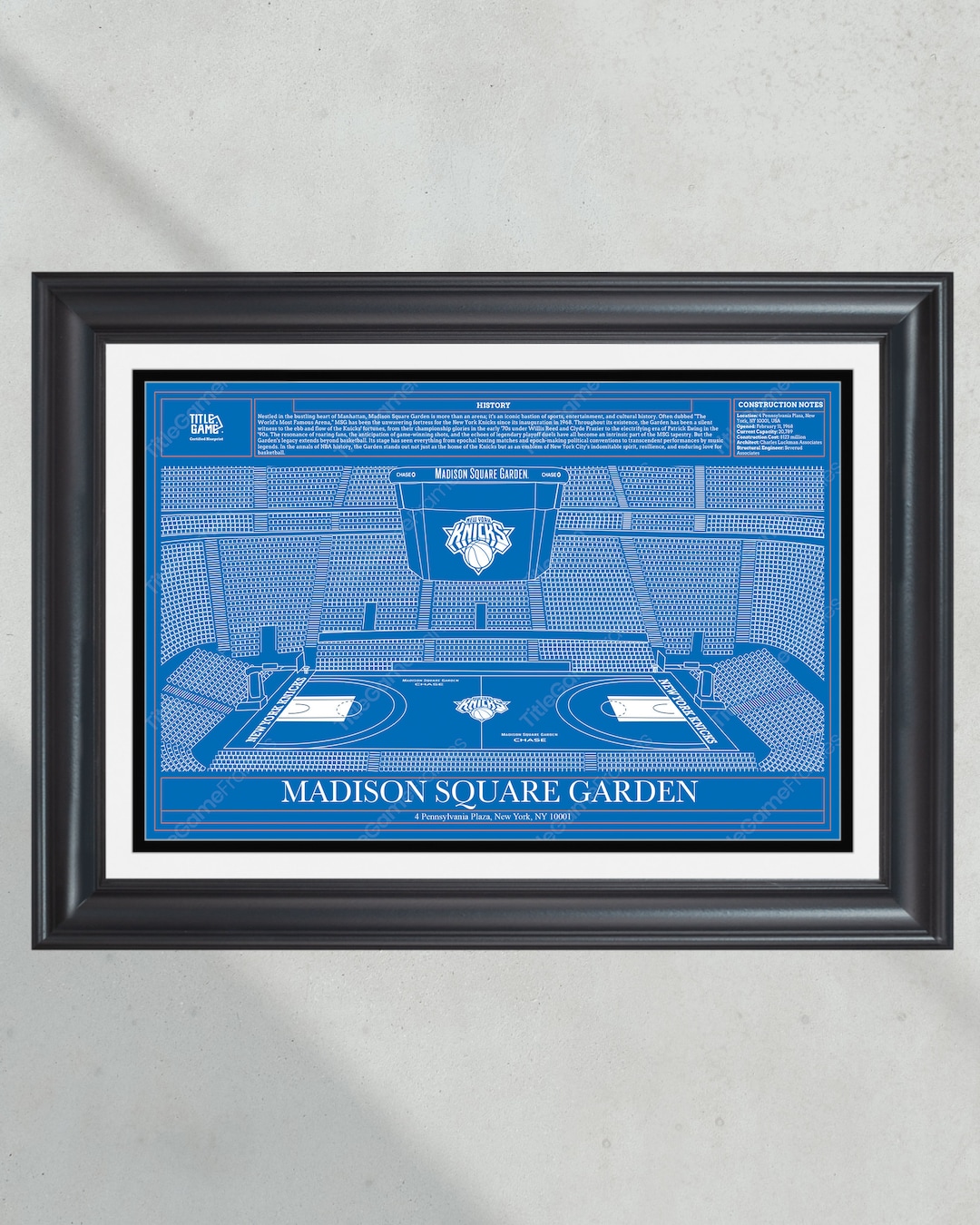 New York Knicks Madison Square Garden NBA Basketball Stadium Blueprint ...