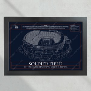 Chicago Bears Soldier Field Stadium Blueprint Football Print - Etsy
