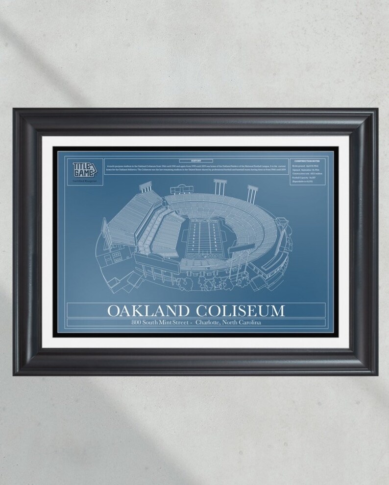 Oakland / Las Vegas Raiders Oakland Coliseum Stadium Blueprint - Etsy