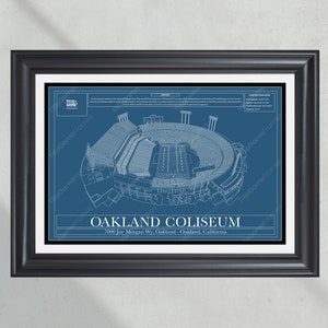 Oakland / Las Vegas Raiders Oakland Coliseum Stadium Blueprint Football ...