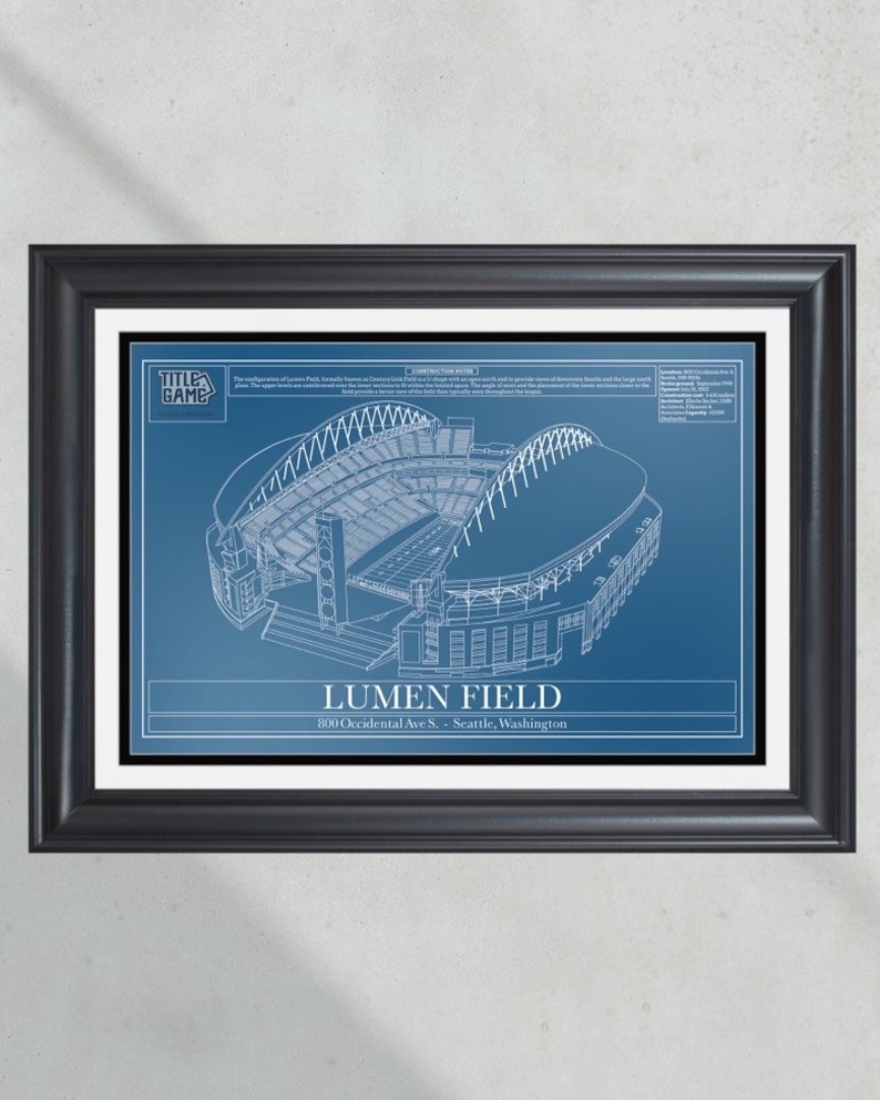 Seattle Seahawks Lumen Field Stadium Blueprint Football Print - Etsy