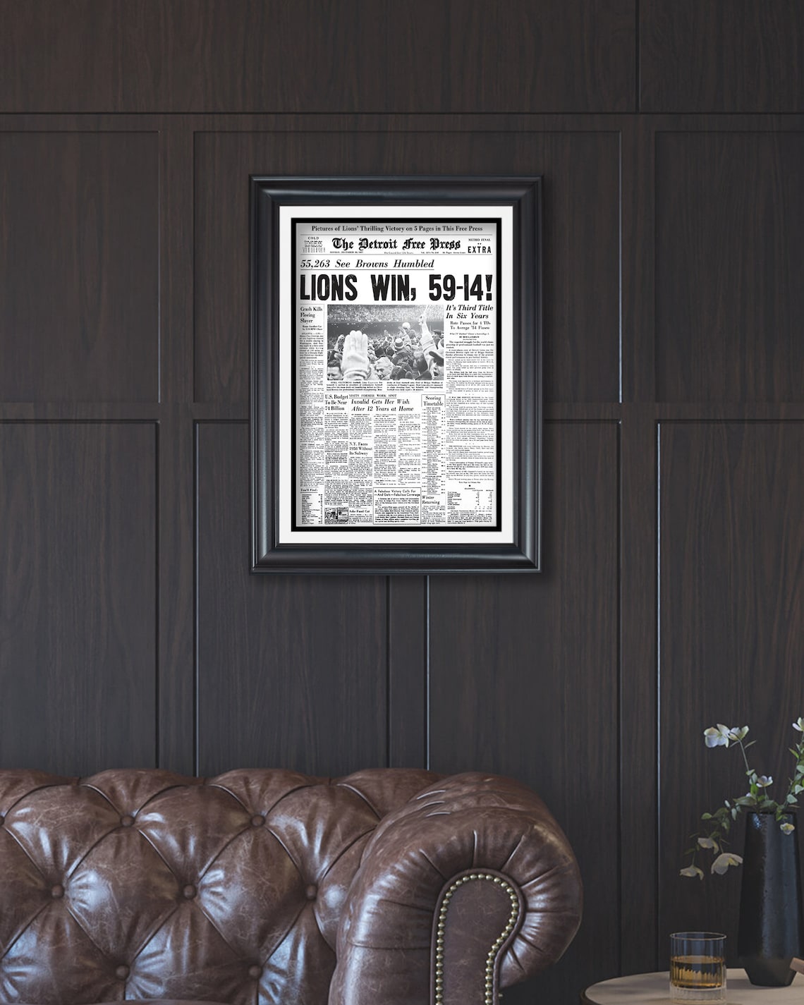 1957 Detroit Lions' Historic Championship Win: 'LIONS WIN, 59-14 ...