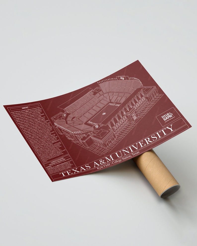 Texas A&M University Aggies Kyle Field Football Stadium Blueprint - Etsy