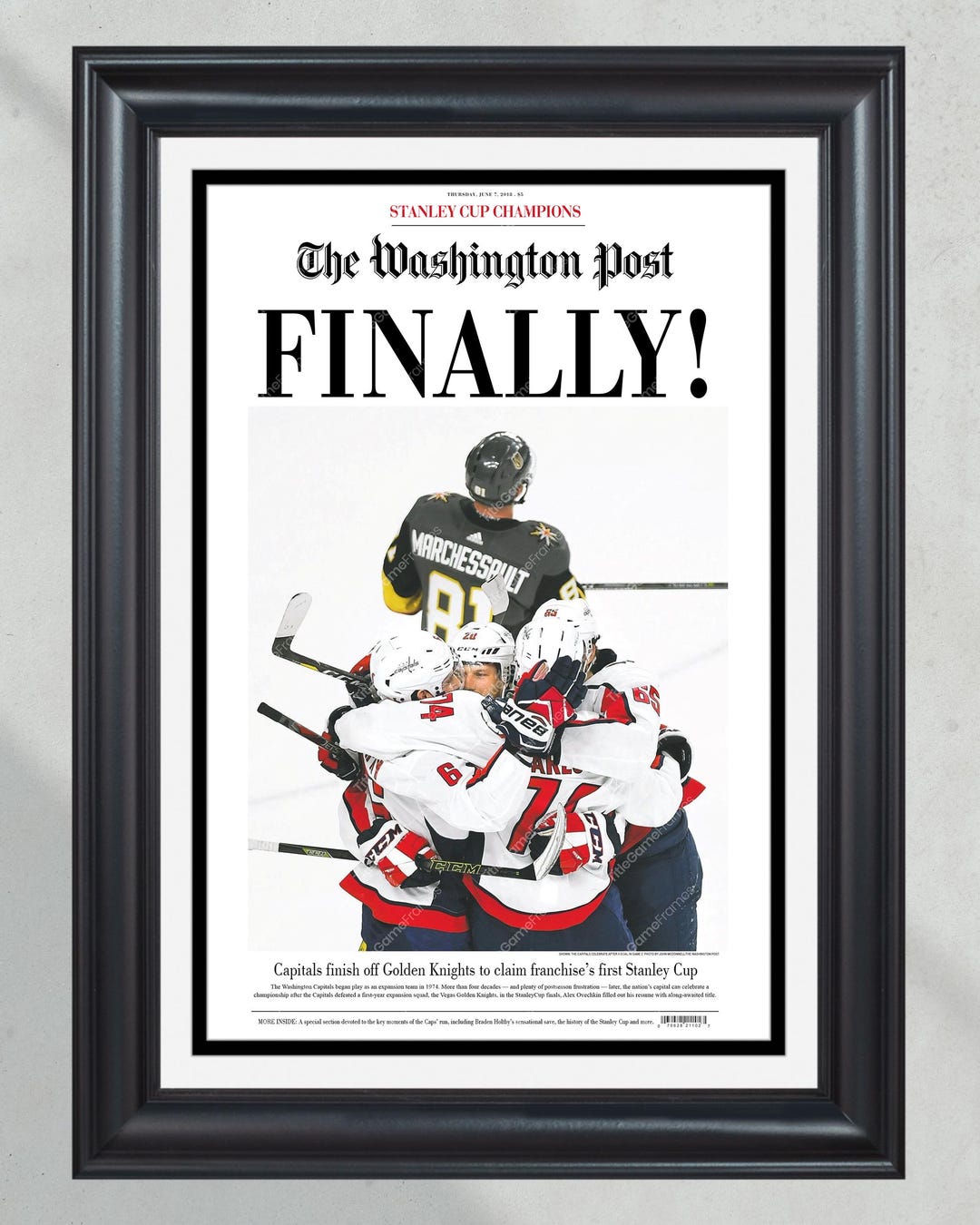 2018 Washington Capitals Stanley Cup Newspaper Front Page Print ...