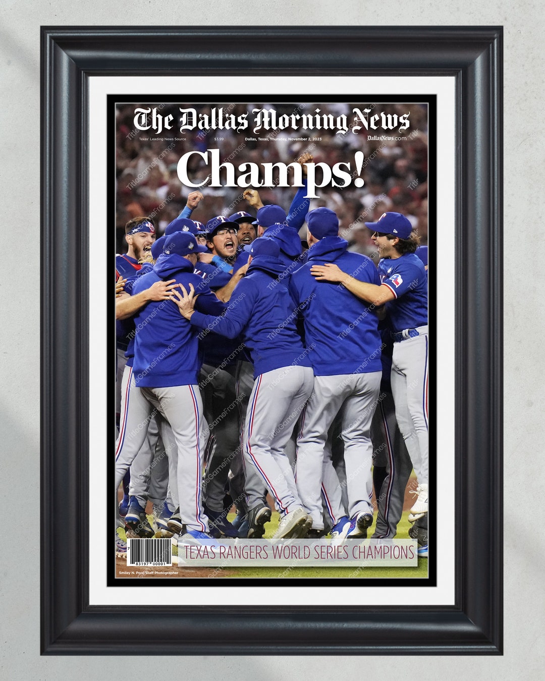 2023 Texas Rangers World Series Champions: 'champs!' - Framed Front ...