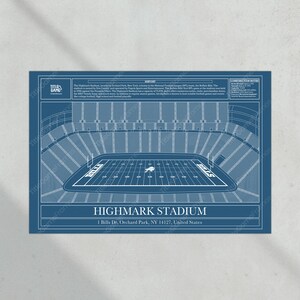 Buffalo Bills Highmark Stadium Blueprint Football Print - Etsy