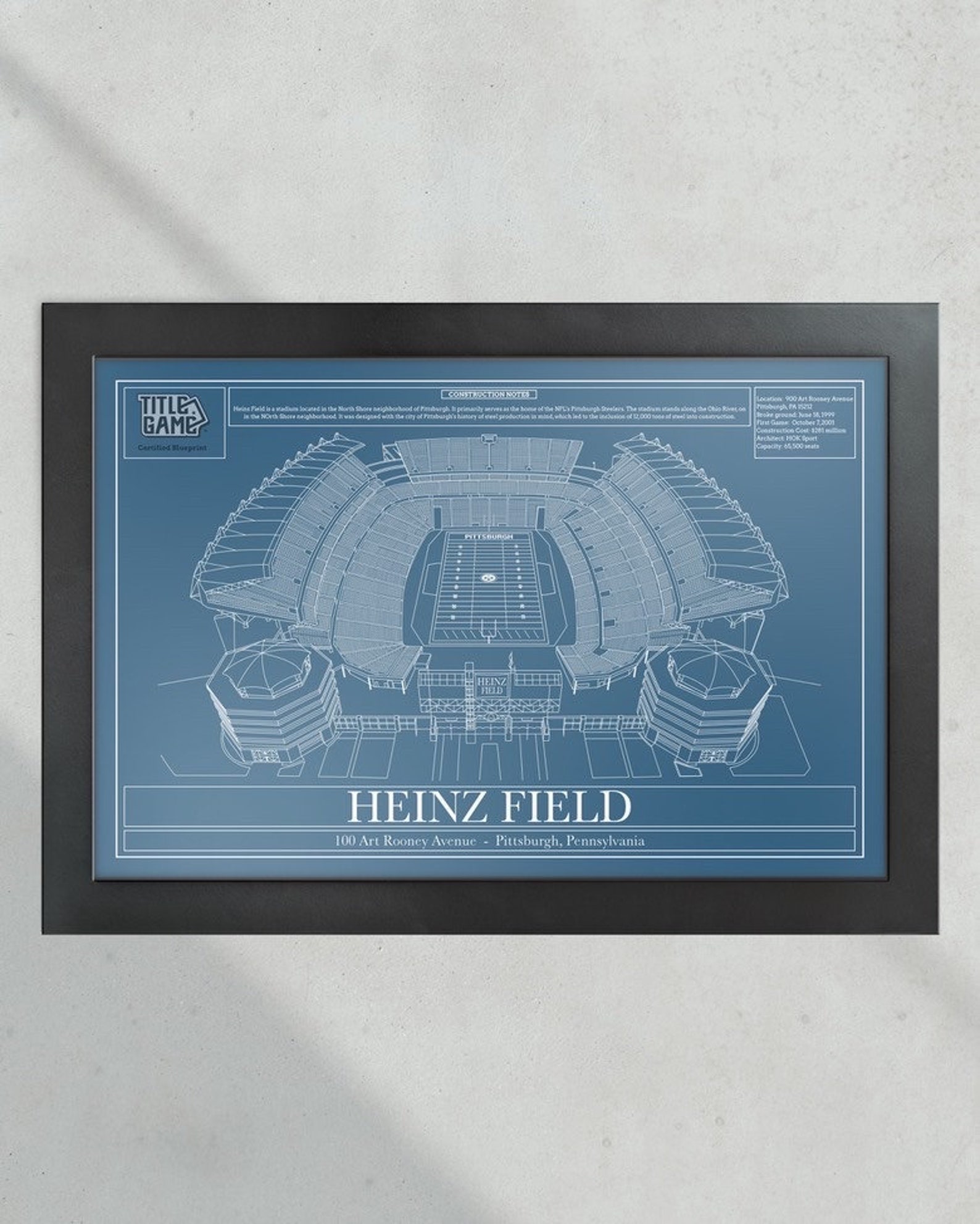 Pittsburgh Steelers Heinz Field Stadium Blueprint Football - Etsy