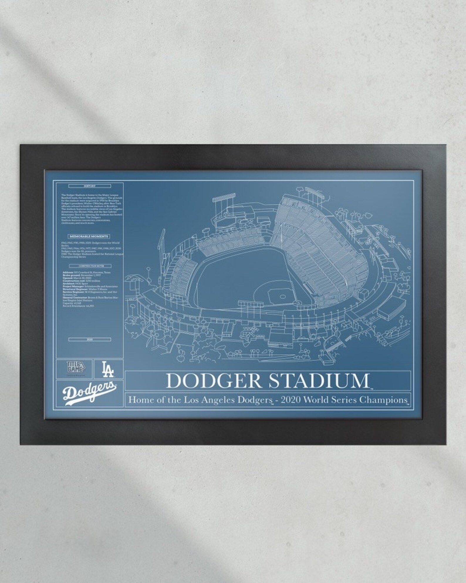 Dodger Stadium Los Angeles Dodgers Stadium Ballpark Blueprint - Etsy