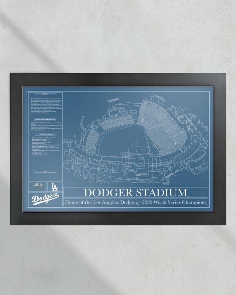 Dodger Stadium Los Angeles Dodgers Stadium Ballpark Blueprint - Etsy