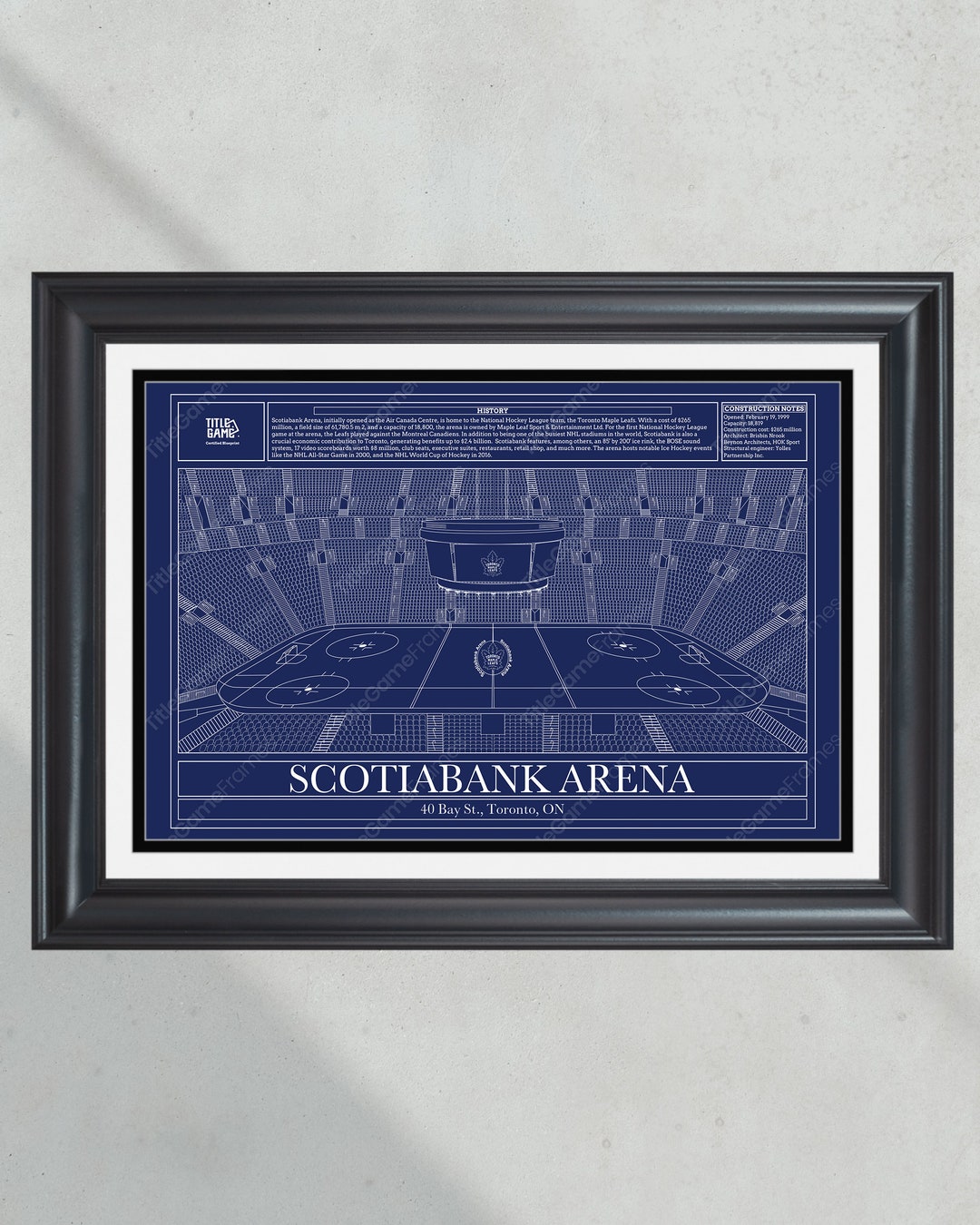 Toronto Maple Leafs Scotiabank Arena Hockey Stadium Blueprint - Etsy