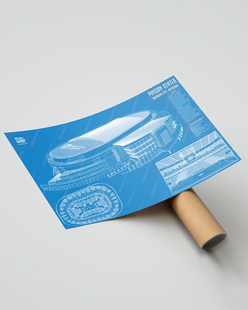 Oklahoma City Thunder Paycom Center NBA Basketball Stadium Blueprint - Etsy