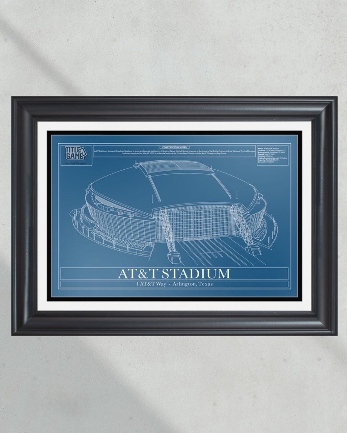 Dallas Cowboys AT&T Stadium Blueprint Football Print - Etsy
