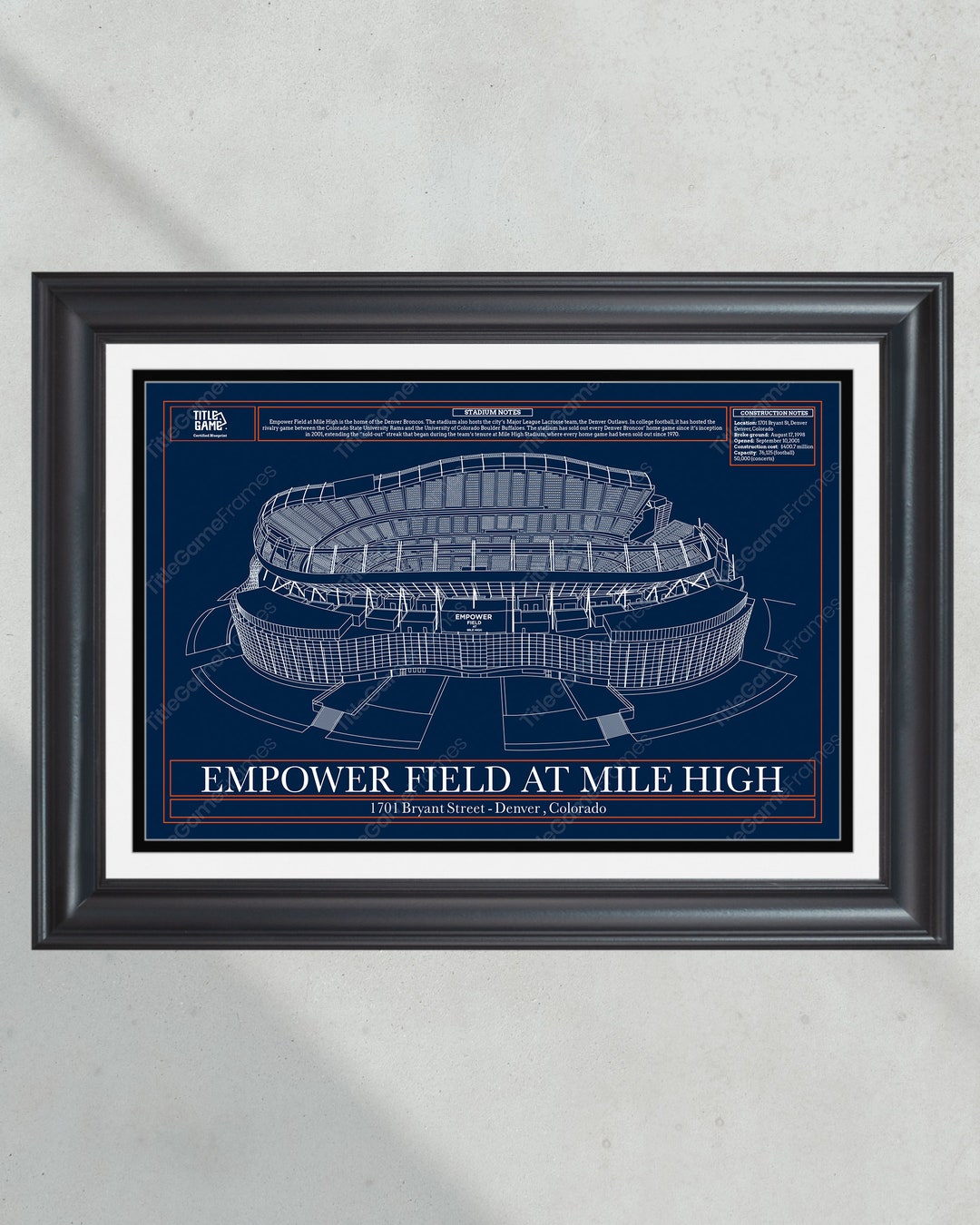 Denver Broncos Empower Field at Mile High Stadium Blueprint Football ...