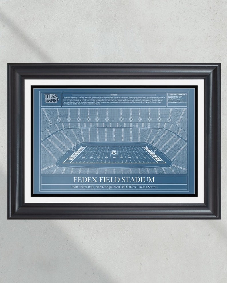 Washington Commanders Fedex Field Stadium Blueprint Football - Etsy