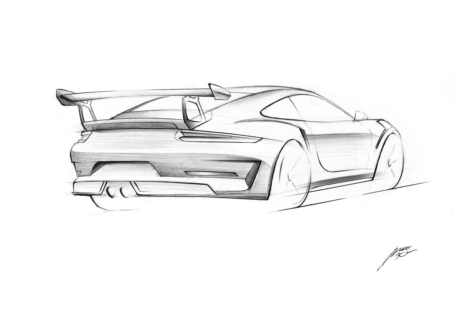 Porsche 911 GT3 RS Sketch Fine Art Print Poster Canvas | Etsy