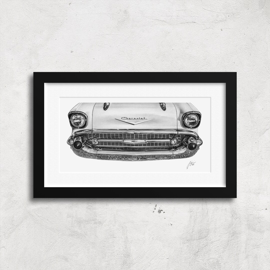 1957 Bel Air Pencil Drawing Limited Edition Fine Art Prints - Etsy