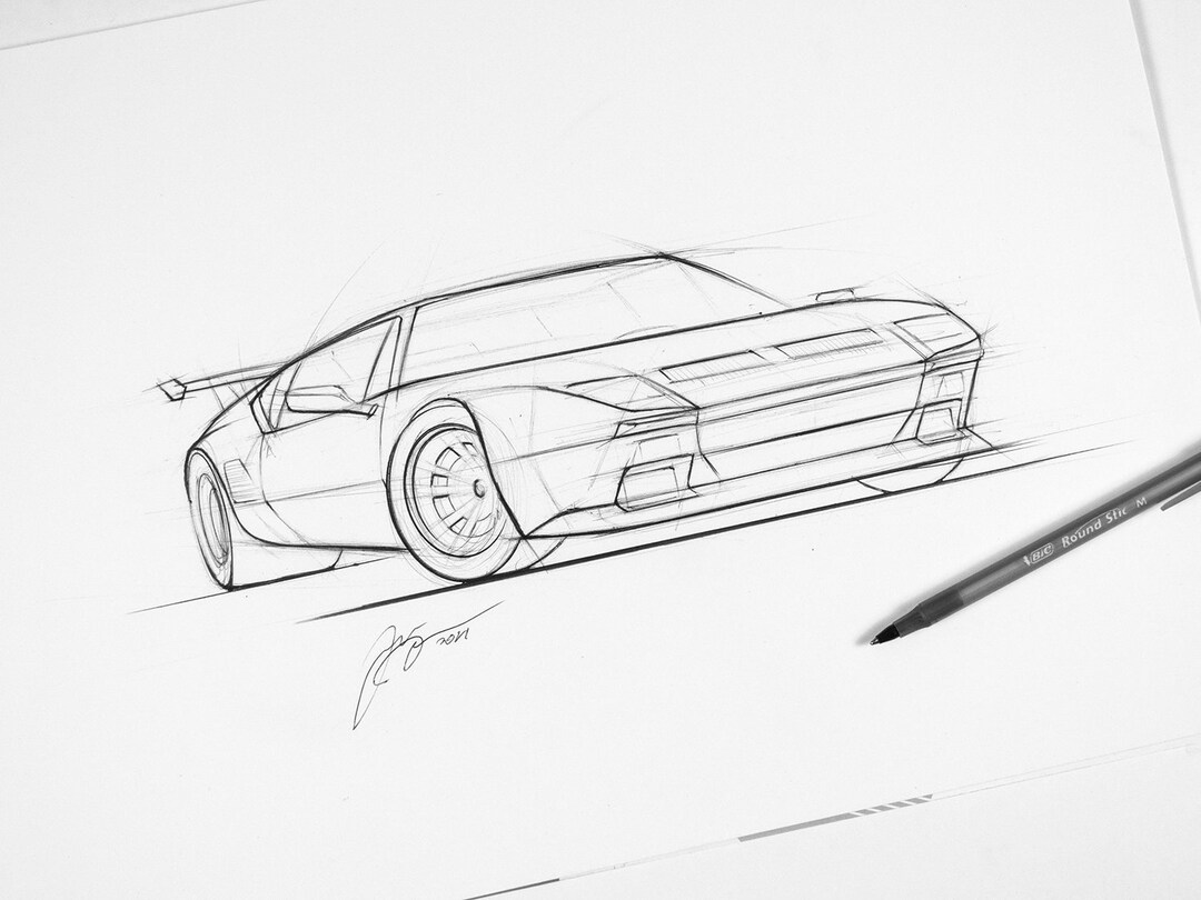 De Tomaso Pantera Pen Sketch Original Car Drawing Framed - Etsy