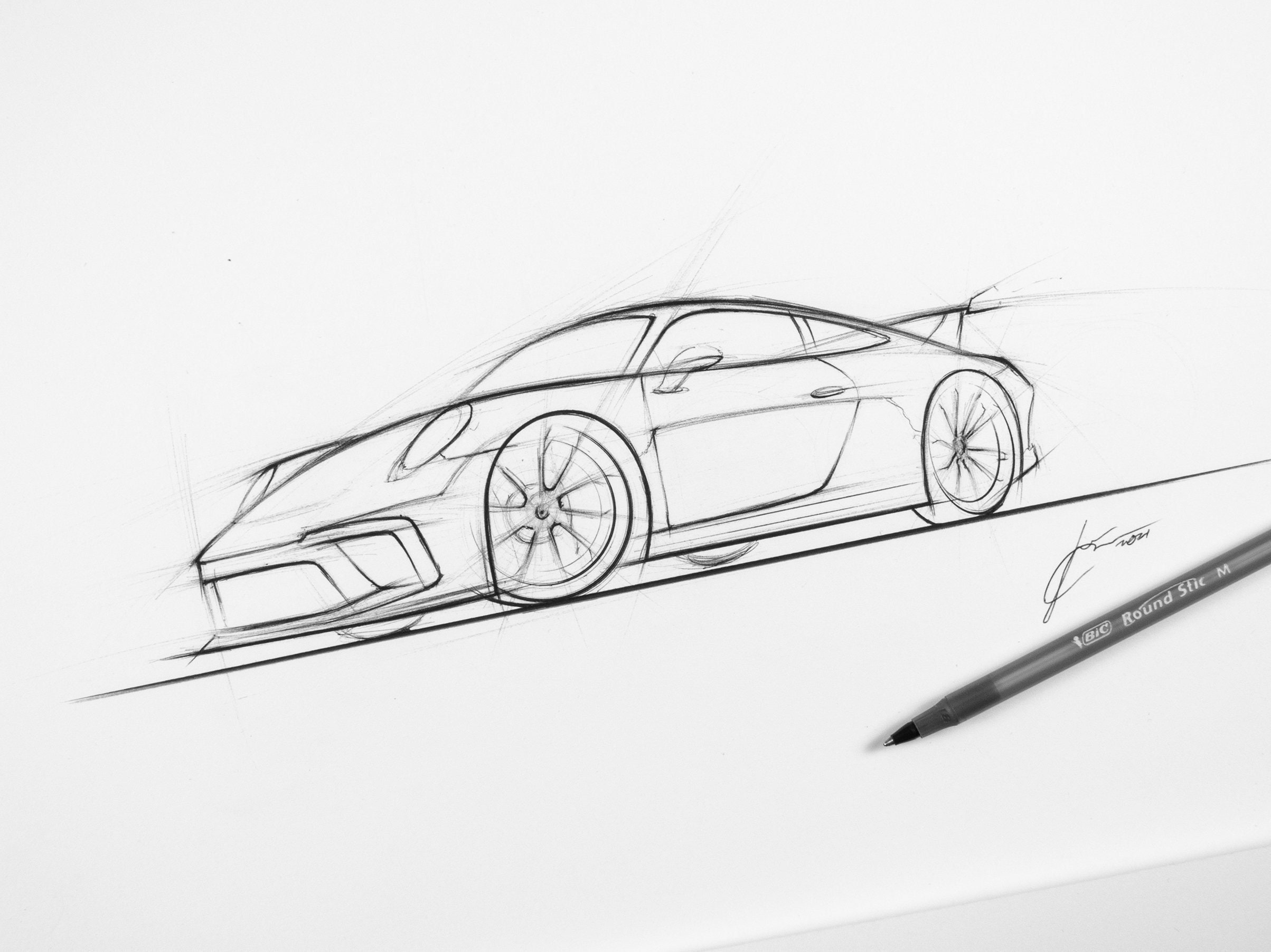 Porsche 911 Outline Drawing
