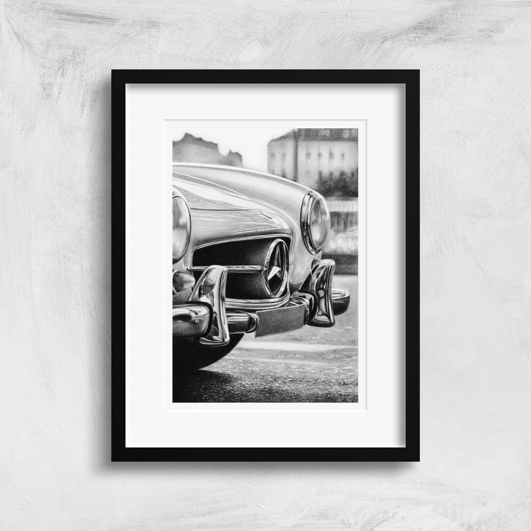 Mercedes-benz 300 SL Pencil Drawing Limited Edition Fine Art Prints ...