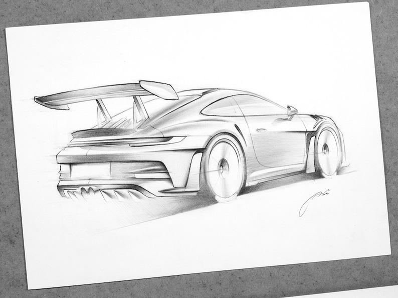 2023 Porsche 911 GT3 RS Original Sketch Pen Pencil Drawing - Etsy