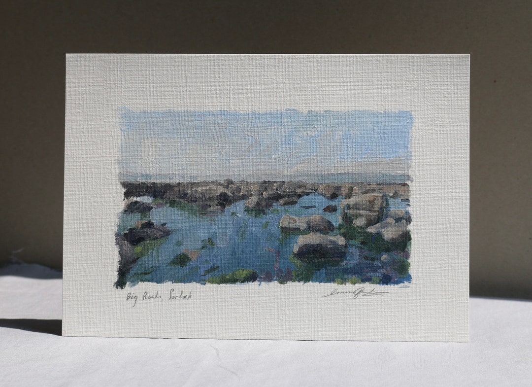 Big Rocks, Porlock Weir, Original Miniature Landscape Oil Painting on ...