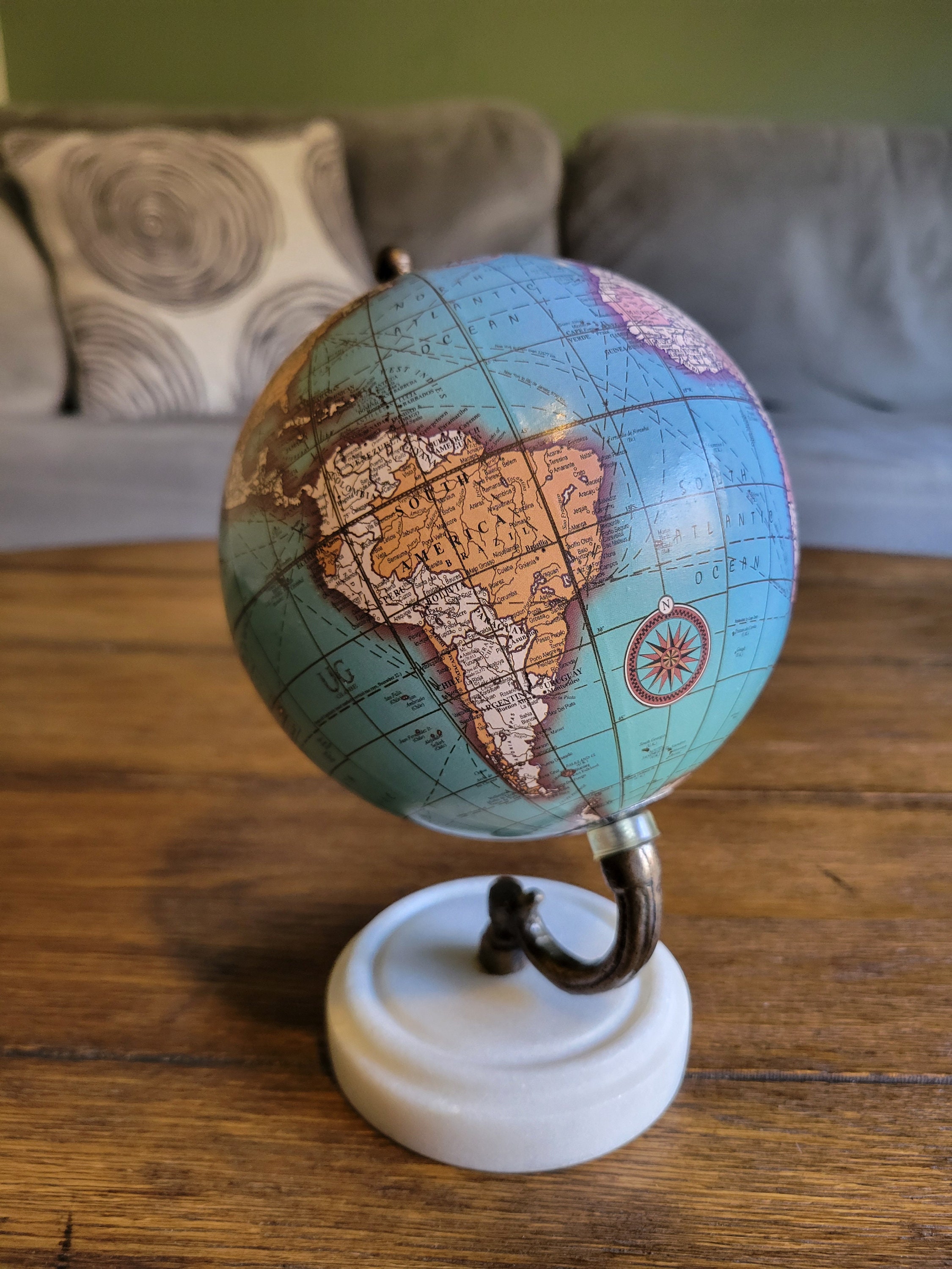 Vintage Desktop Globe With Marble Base - Etsy
