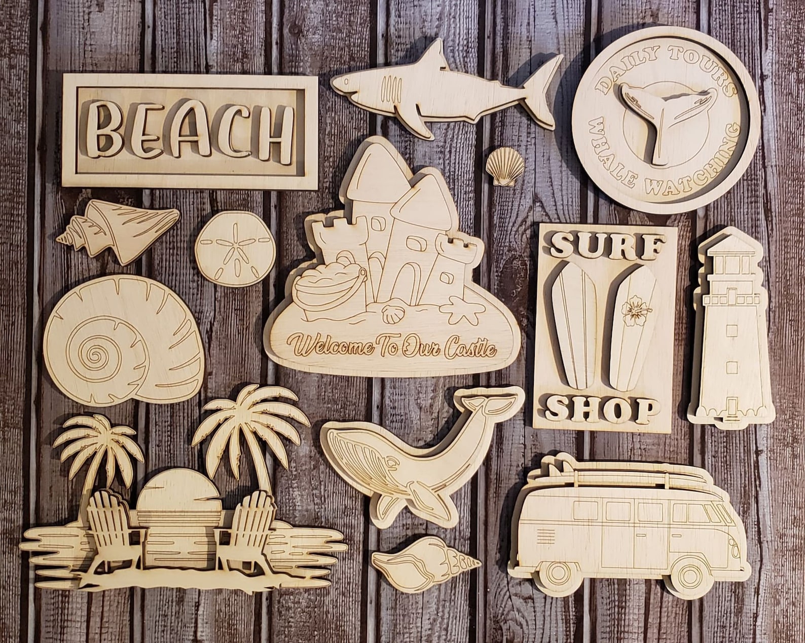 Tiered Tray-beach-unfinished Laser Cut Bundle - Etsy