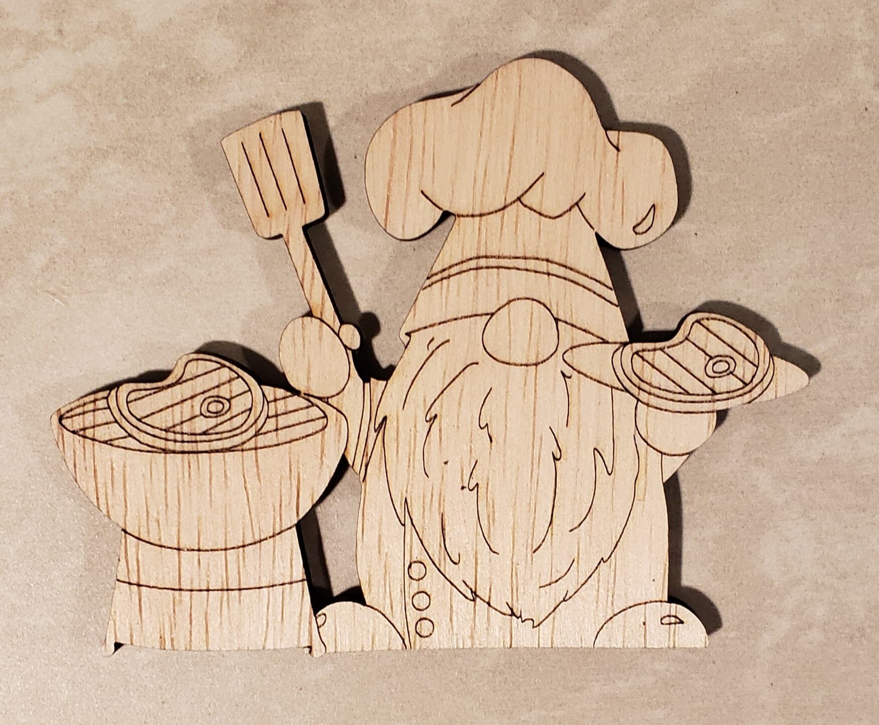 Gnome-chef-butcher-baker-grill-multiple Size-unfinished Laser - Etsy