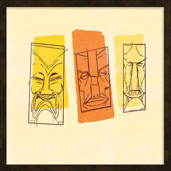 Modern Tiki Heads Mid Century Art Print, Tiki Room, Polynesian, MCM ...