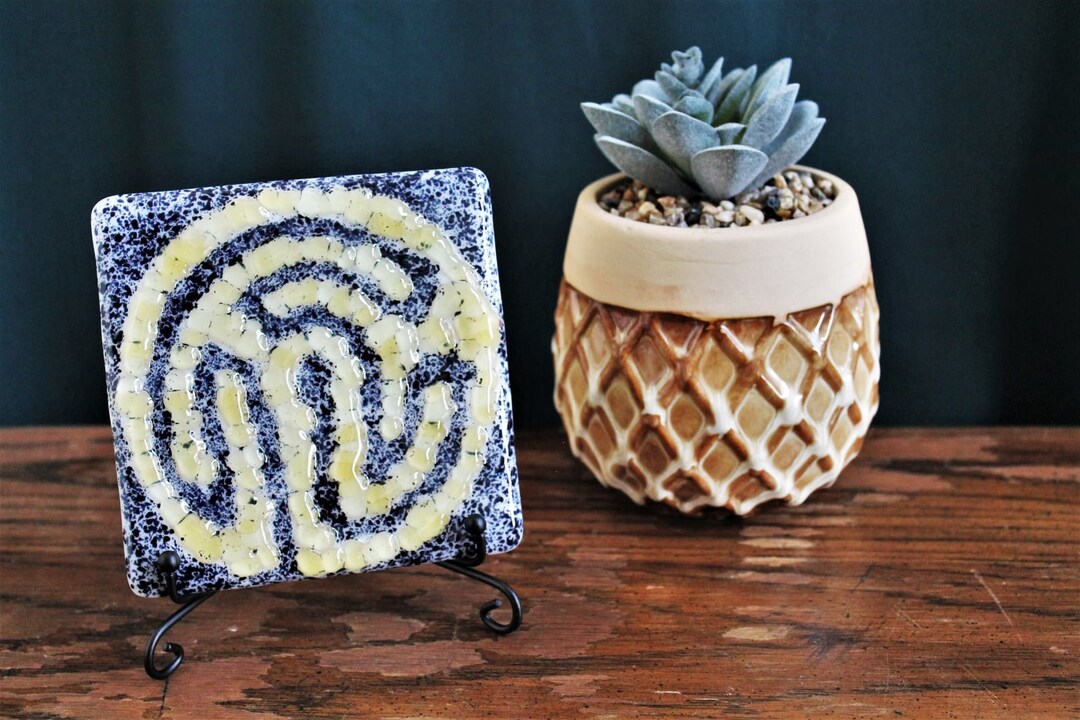 Fused Glass Labyrinth - Sensory Art - Traceable Labyrinth - Textured ...