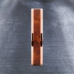 Elegant Rosewood Burl Wood Inlay Rose Gold Titanium Wedding Ring - Etsy