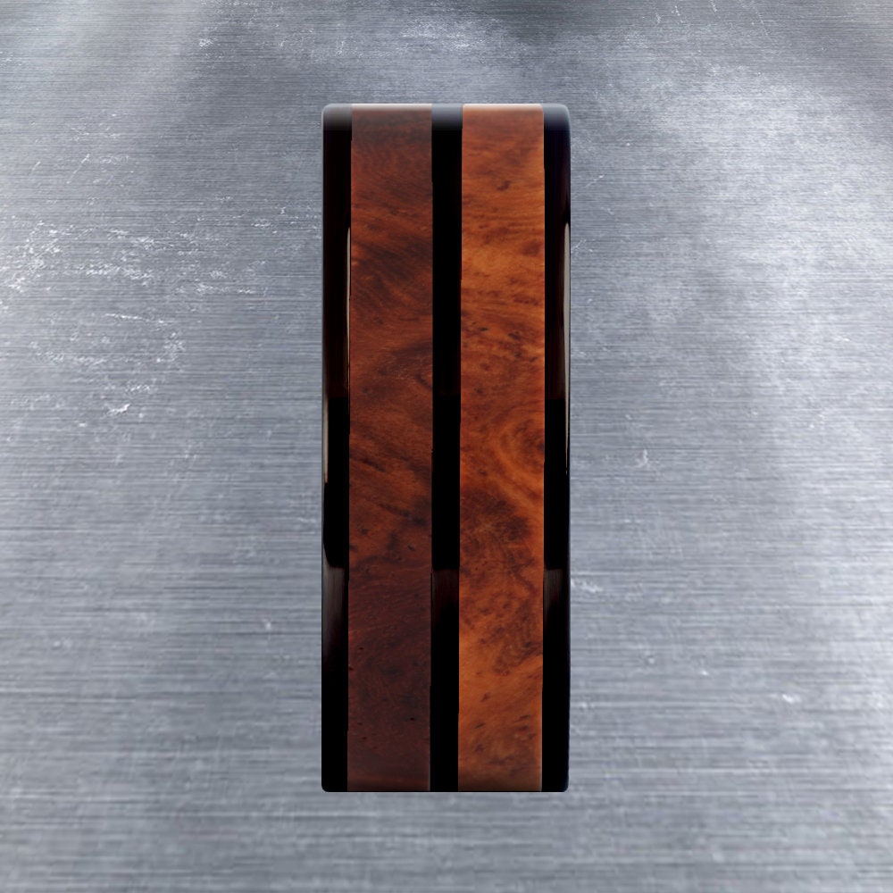 Elegant Rosewood Burl Wood Inlay Black Titanium Wedding Ring - Etsy