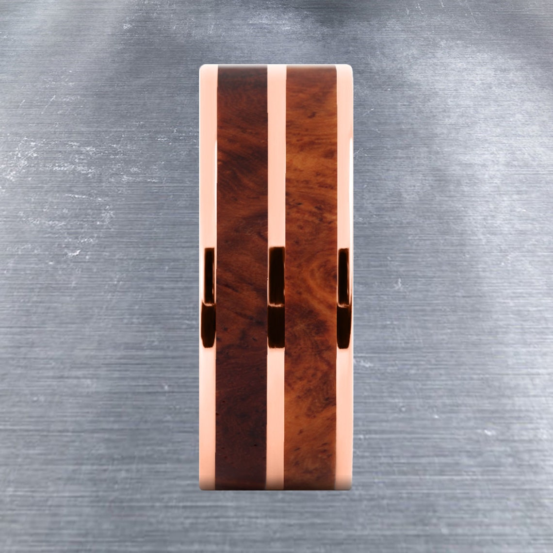 Elegant Rosewood Burl Wood Inlay Rose Gold Titanium Wedding - Etsy