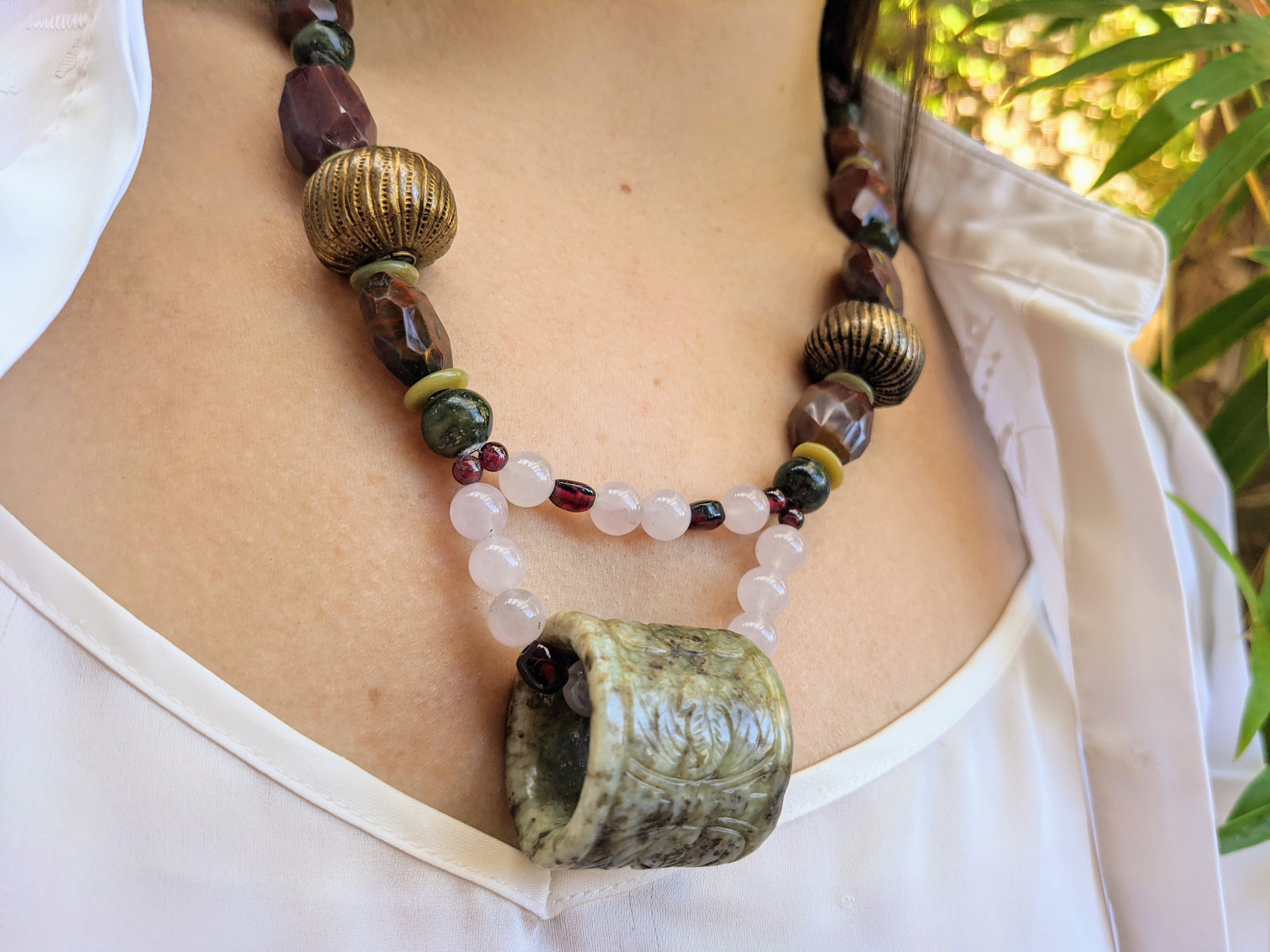 Chinese Jade Archer Ring Pendant Necklace , Burmese Jade, American ...