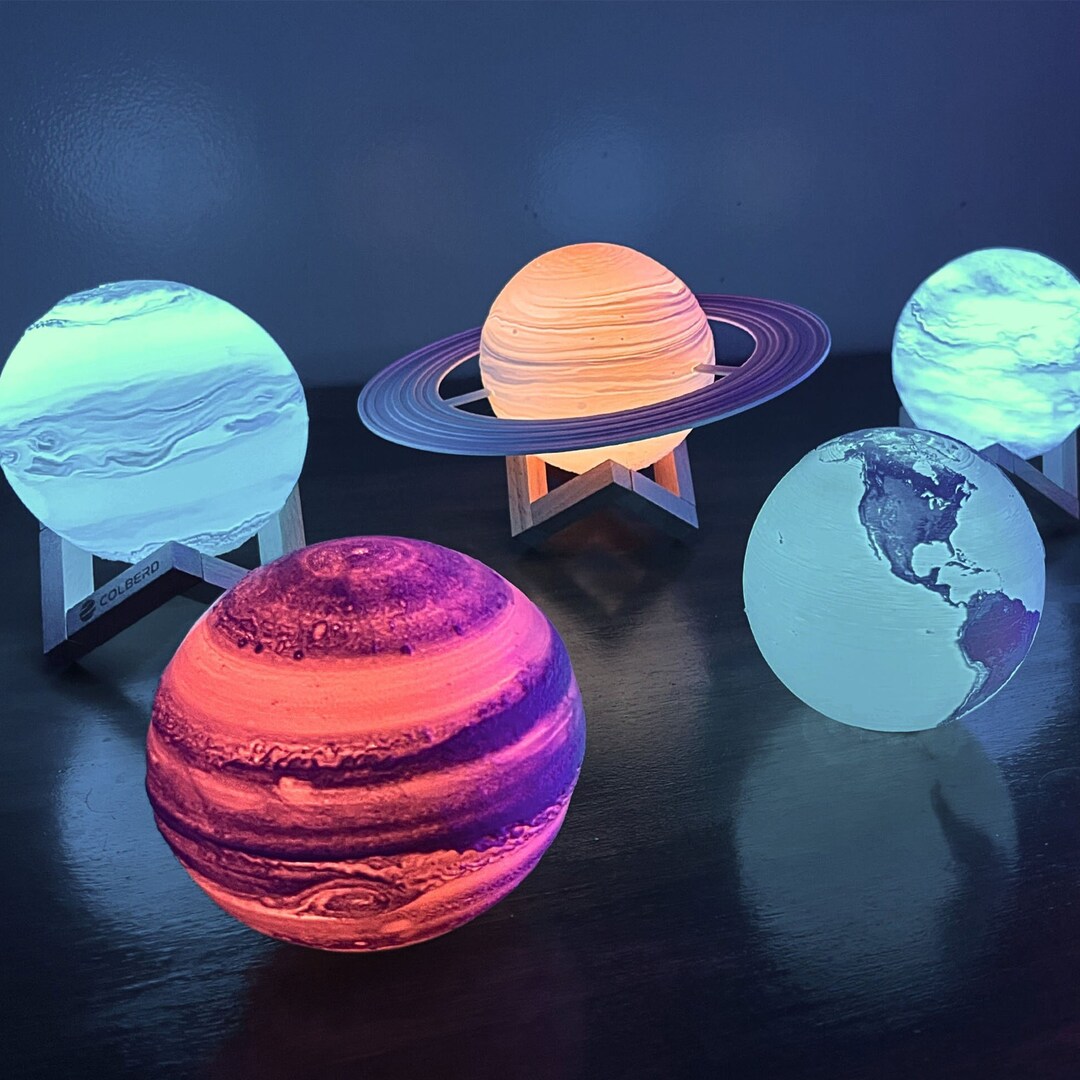 Planet Lamps With Rechargeable Multi-color LED Light Desk - Etsy