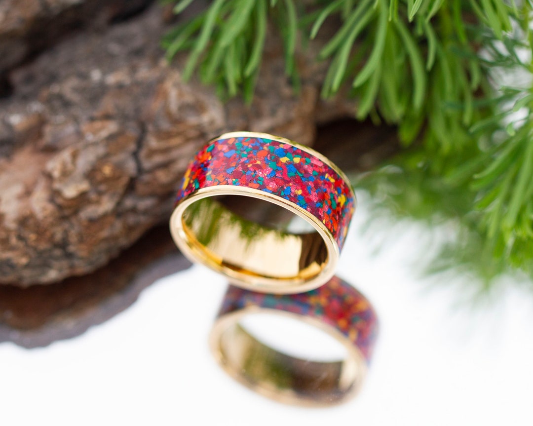 Personalized Ring Multicolor Inlay Band Ring for Women Contemporary ...