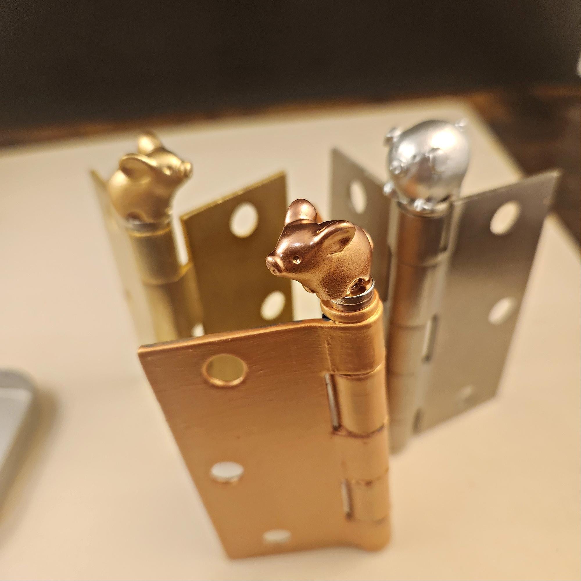 PIGS - Three Hinge Head Decorative Toppers, Magnetic Door Hinge Decor ...