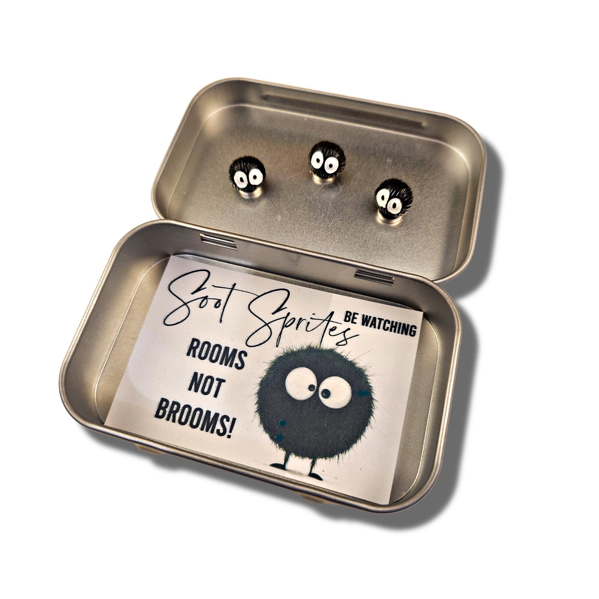 SOOT SPRITES - Three Hinge Head Decorative Toppers, Magnetic Door Hinge ...