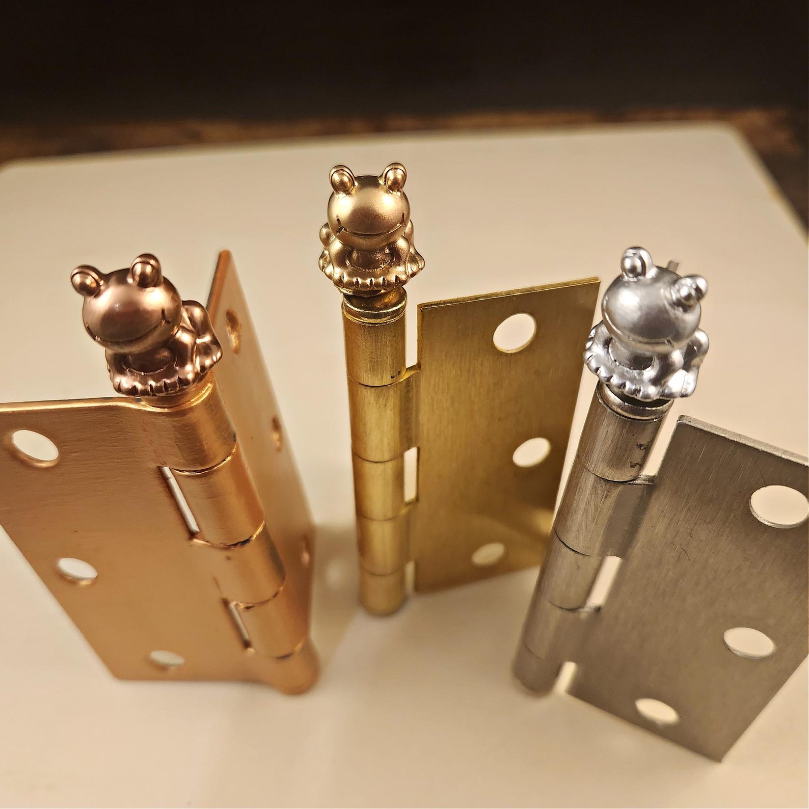 FROGS - Three Hinge Head Decorative Toppers, Magnetic Door Hinge Decor ...